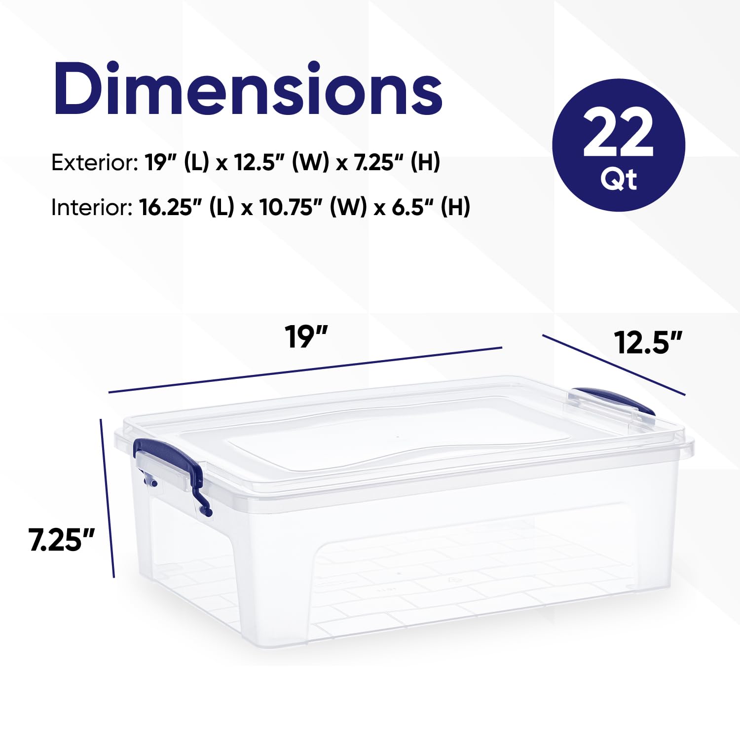 Superio Clear Storage Box with Lid, 22 Quart Plastic Container Bins for Organizing, Stackable Crate, Organizer for Home, Office, School, and Dorm