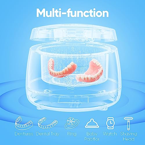 WPDGAD Ultrasonic UV Cleaner for Dentures, 30W Professional Ultrasonic Cleaner Machine for all Dental, Retainer, Aligner, Braces, Mouth Guards, Toothbrush Head, Shaver Head, Jewelry, White