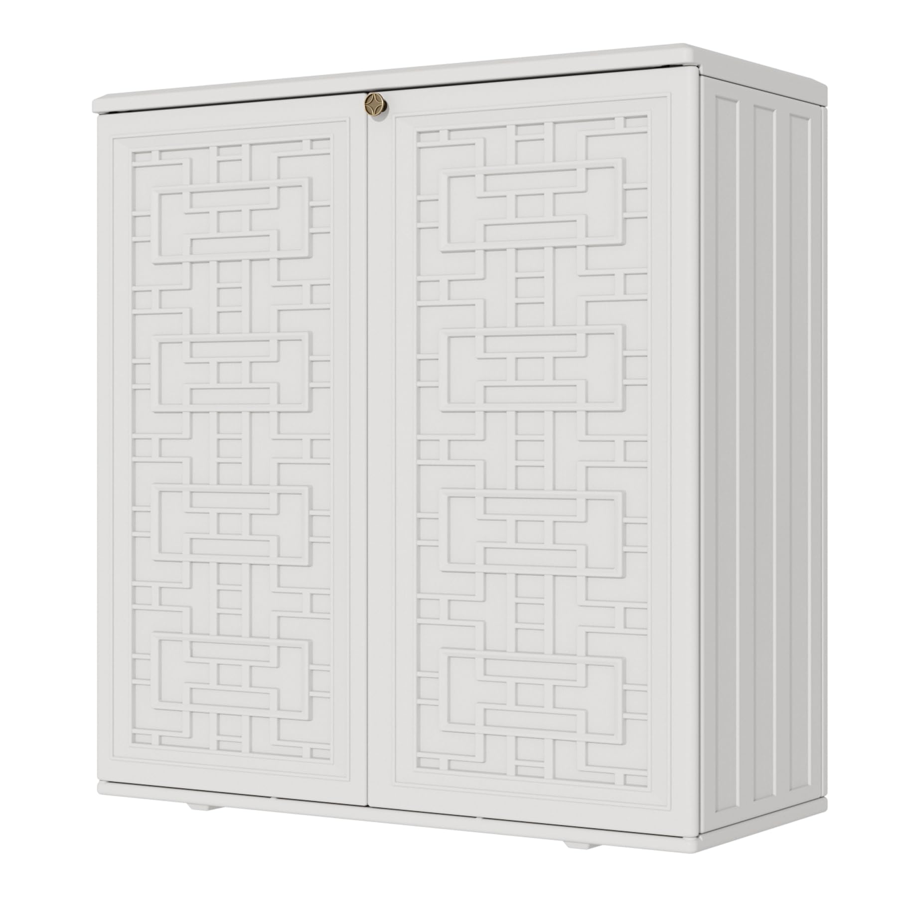Mrosaa Storage Box Outdoor Caninet,Resin Indoor Storage Box Waterproof Outdoor Storage Cabinets for Patio/Garden/Backyard, Size 34.3''L*15''W*36.2''H(White)