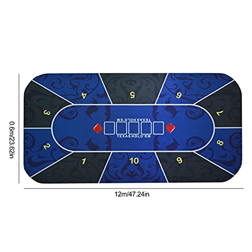 Felt Portable Poker Table Mat Texas Poker Board Game Rubber Cushion Tablecloth Party Games Texas Tabletop Mat Poker Mat (Color : Blue)