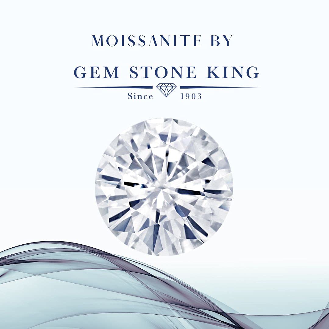 Gem Stone King 925 Sterling Silver Round Black Sapphire and White Moissanite Women Engagement Ring (1.30 Cttw, Gemstone Birthstone, Available In Size 5, 6, 7, 8, 9)