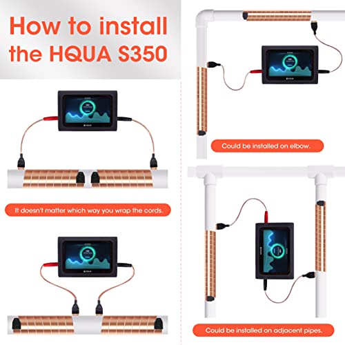 HQUA S350 Whole House Electronic Water Descaler, Alternative Water Softener, Salt Free, Limescale and Rust Removal and Prevention System