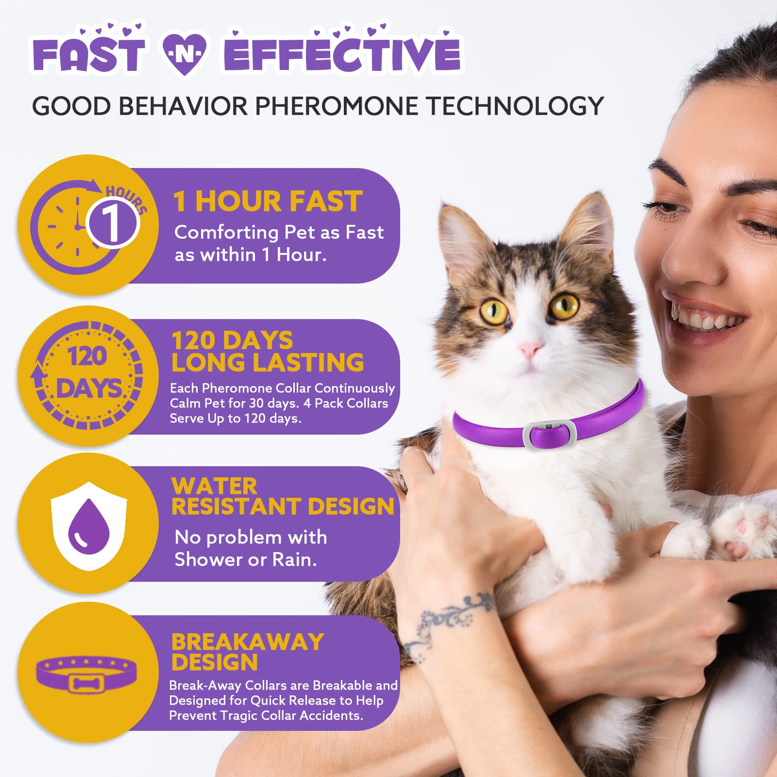 SBHEANGBA Calming Collar for Cats, Cat Calming Collar, All New Calming Pheromone Collar for Cats, Cat Pheromone Collar, Cat Calming Collar for Anxiety, Efficient Relieve Anxiety and Stress
