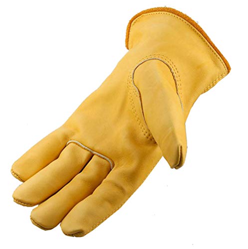 Galeton Rough Rider Premium Leather Driver Gloves With Elastic Back Gold, Large (25001PR-L)