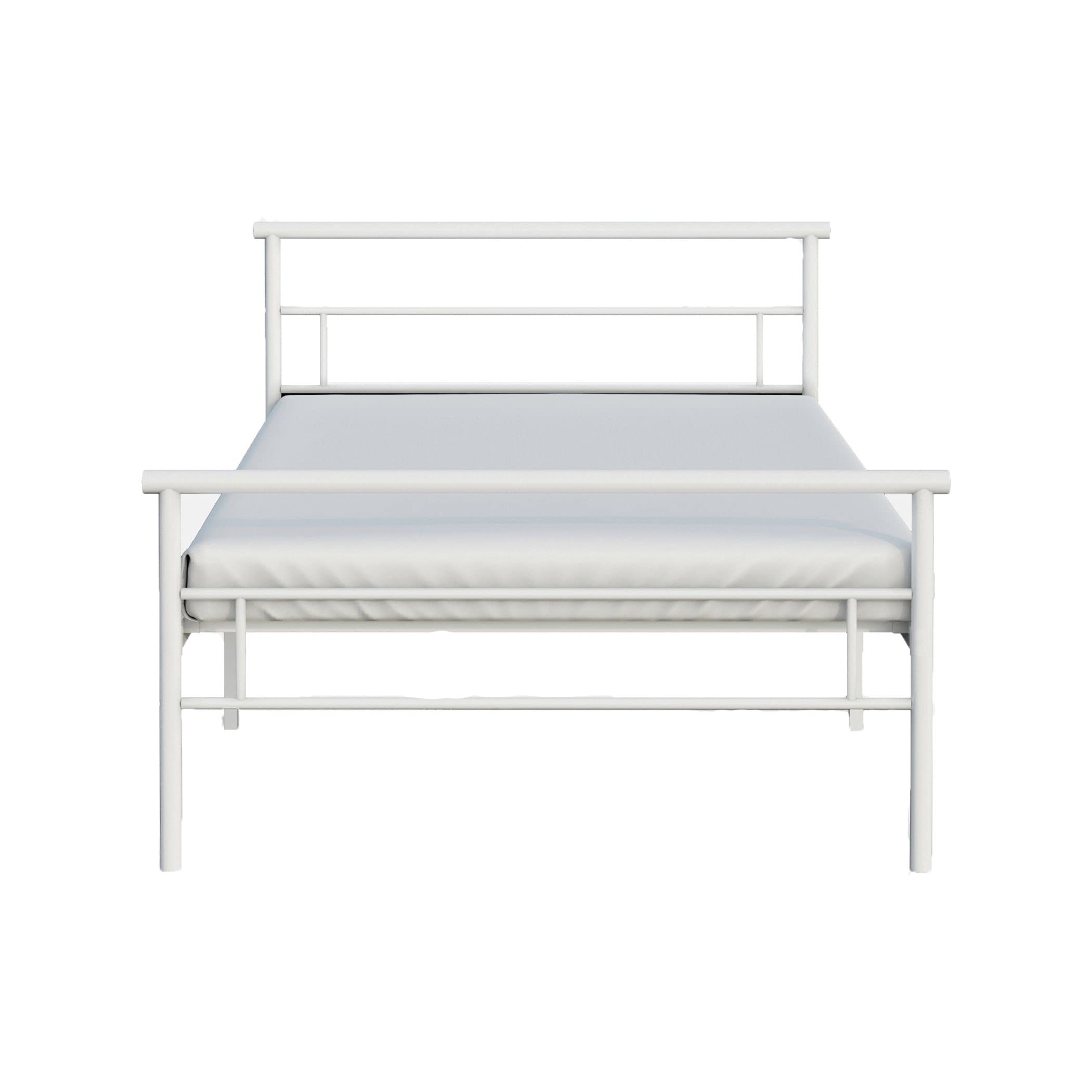 Rack Furniture Seattle Twin Size Bed Frame, Steel Modern Design Bed for Kids with Clean Lines for Children's Bedroom, No Box Spring Required (White)