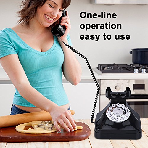 Landline Telephone, WX-3011 Vintage Black Multifunction Plastic House Phone Retro Wire Push Button Dial Landline Telephone, Vintage Telephone