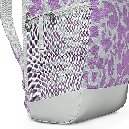 Nike Womens Brasilia Printed Backpack Light Silver/Rush Fuchsia/White