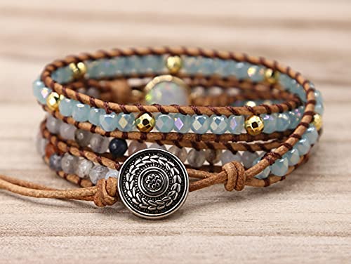 ZOSOJONA Women Wrap Bracelets Boho Natural Stone Jasper Turquoises Strand Bracelet Jewelry Collection (Nature stone)