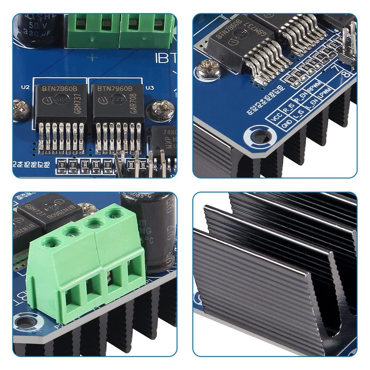 Jteyult 2Pcs BTS7960 43A Motor Driver Module Smart Car Driver Module for Current Limit
