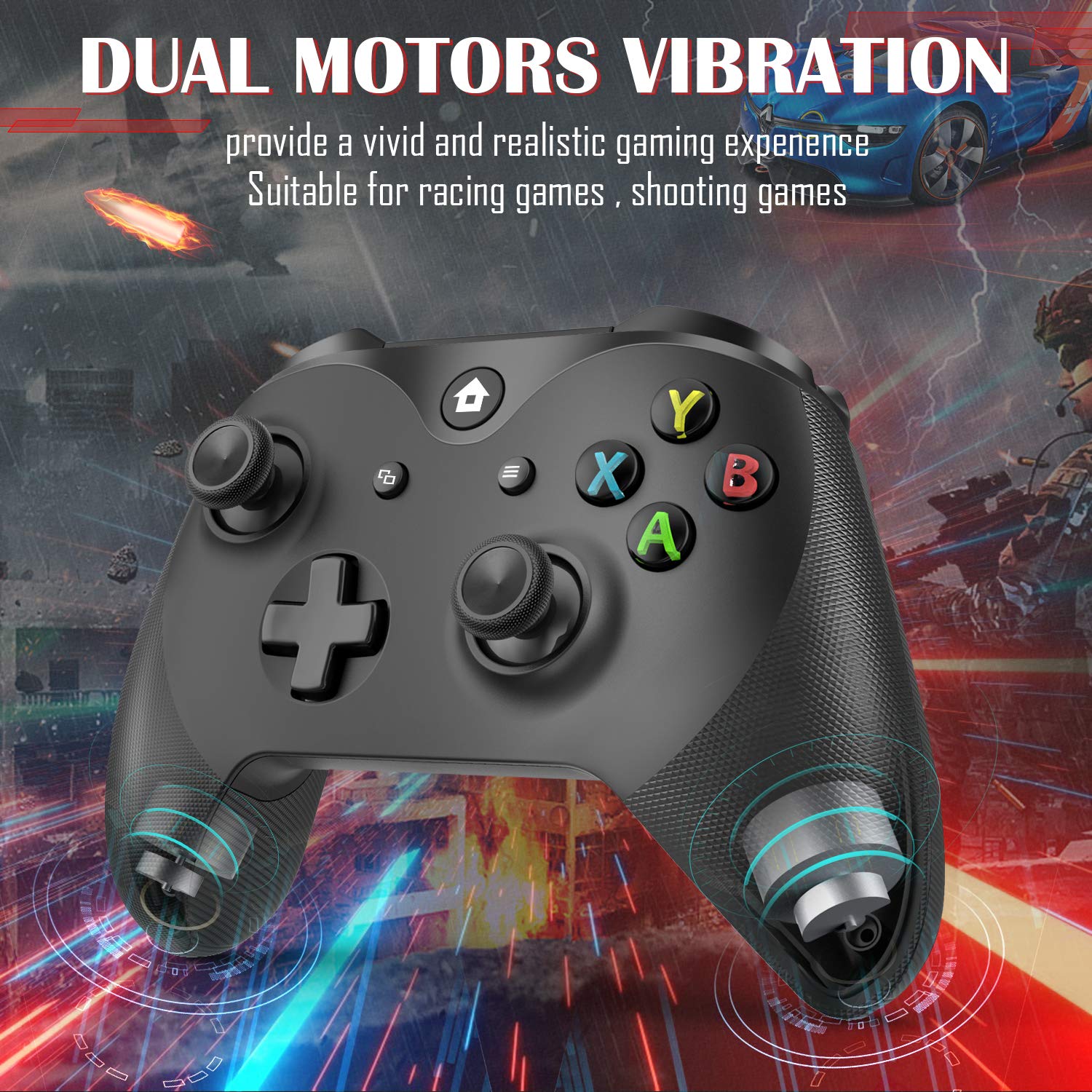 FUXINYA Wireless Controller Compatible with Xbox Series X/S, Xbox One X/S, P3 Host, Windows 10, PC Game Controller Joystick Gamepad Remote with 2.4 GHZ Wireless Adapter (Black) 2021 Newest Version