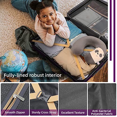 LEAVES KING LARVENDER Luggage Sets 5 Piece, Expandable(Only 24"&28") PP Suitcase with Spinner Wheels, Durable Luggage Sets Clearance Carry On Luggage Suitcase Set For Women Men, Purple