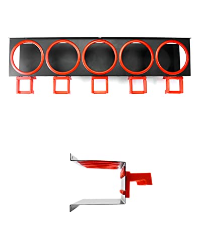 QWORK Spray Bottle Storage Rack, Aerosol Can Rack Organizer Wall Mount, Sprayer Spray/Composite Bottle Holder, Cleaning Detailing Tools Organizer, with 5 Holes and 5 Plastic Hooks