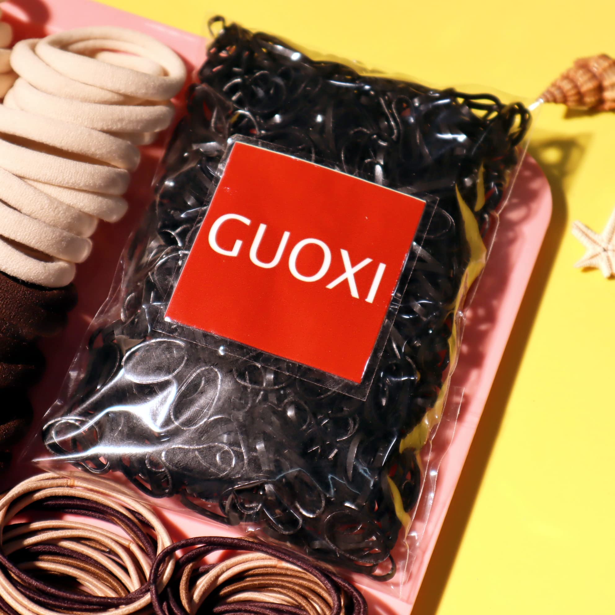 GUOXI Hair Scrunchies For Women,Brown Accessories Set,Seamless Nylon Soft Elastic Ties,Ropes Ponytail Holder Bands Thick and Curly(805PCS)