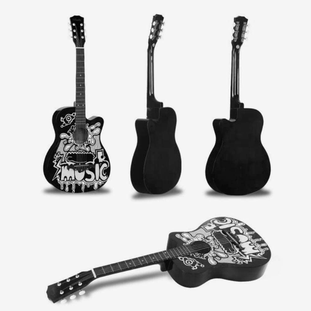 Guitar Kit, String Instrument Electronic Guitar Acoustic Guitar 38 Inch Ballad Guitar Beginner Personalized Coating Adjustable Sound Student Practice Rock Instrument 2 Colours ( Color : Beige , Size :