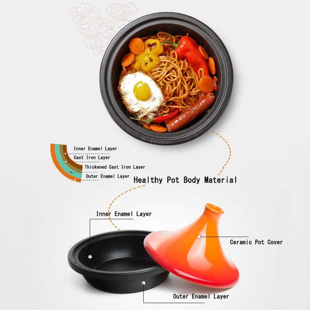 MYYINGBIN 1.7 Liters Moroccan Tagine Lead Free Ceramic Pot Safe Clay Stew Pot Cast Iron Base Suitable for 1-4 People, Purple