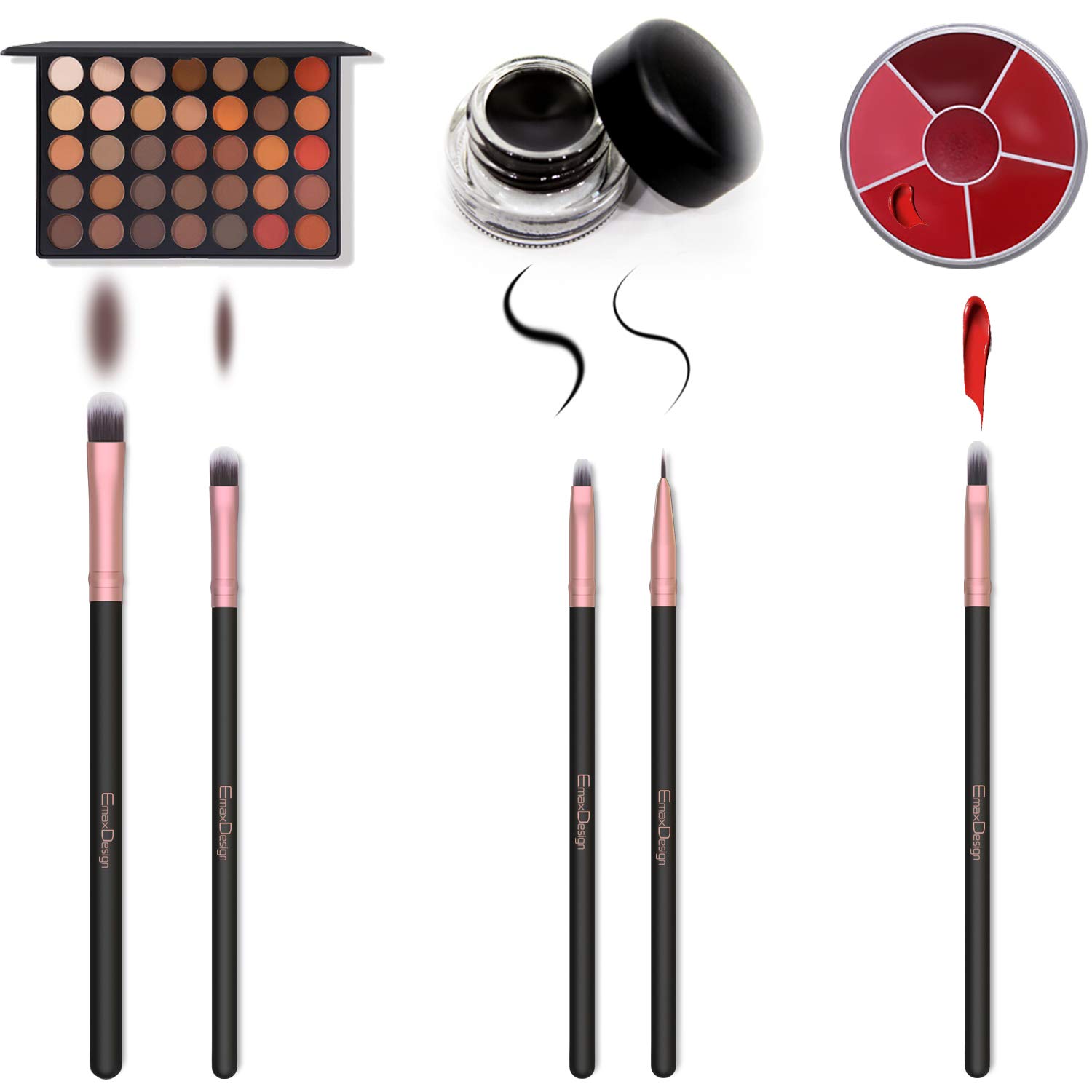 EmaxDesign Makeup Brushes,18 Pcs Professional Makeup Brush Set Premium Synthetic Brush Foundation Blush Concealer Blending Powder Liquid Cream Face Eyeshadow Brushes Kit (Rose Golden)