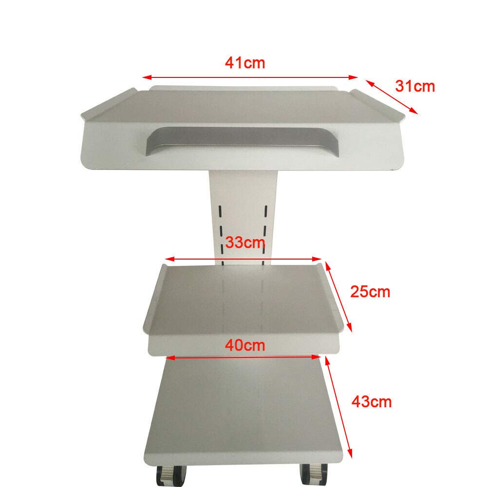 Multi-Function Trolley Cart,3 Tier Rolling Lab Mobile Cart w/Built-in Socket,De-ntal Medical Cart Trolley 3 Layers Salon Beauty Instrument Tray Rolling Clinic Spa Cart Esthetician Cart