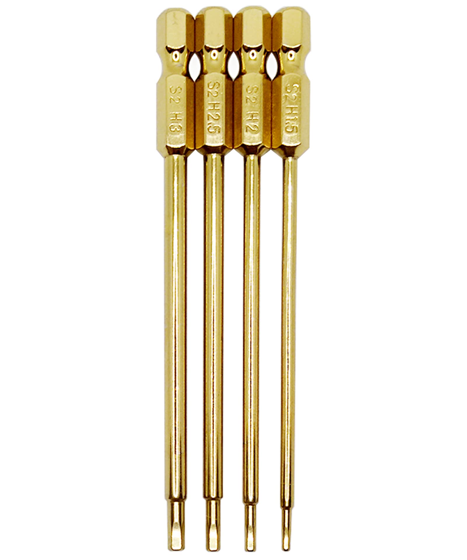 VICRAZZE RC Hex Bit Set 1.5, 2.0, 2.5 & 3.0mm Hex Head Allen Wrench Drill Bit S2 Steel 1/4" Hex Shank 100mm Long for Screwdrivers Bit Electric Screwgun Power Drill RC Repair Working Tools