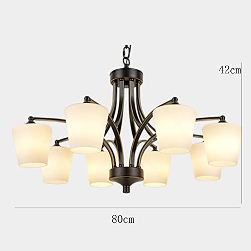 Guugoo Ceiling Hanging Light, Luxury Iron Pendant Light Modern Large Ceiling Lamp 8 (Color : Black Gold, Size : 8)