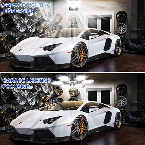 Led Garage Lights 6 Pack 220W Led Garage Ceiling Lights 6+1 Panels Super Bright Deformable Garage Lights Screw into E26/E27 Base Garage Light for Shop Basement Workshop Attic