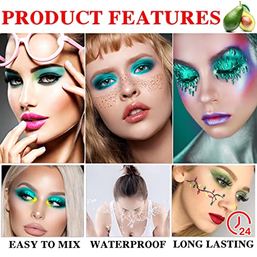 Green Eyeshadow Palette,QIUFSSE 15 Colors Eye Shadow Pallete Sets Highly Pigmented Matte Glitter Colorful Long Lasting Blendable Forest Emerald Green Yellow Makeup Pallet for Women Christmas Halloween