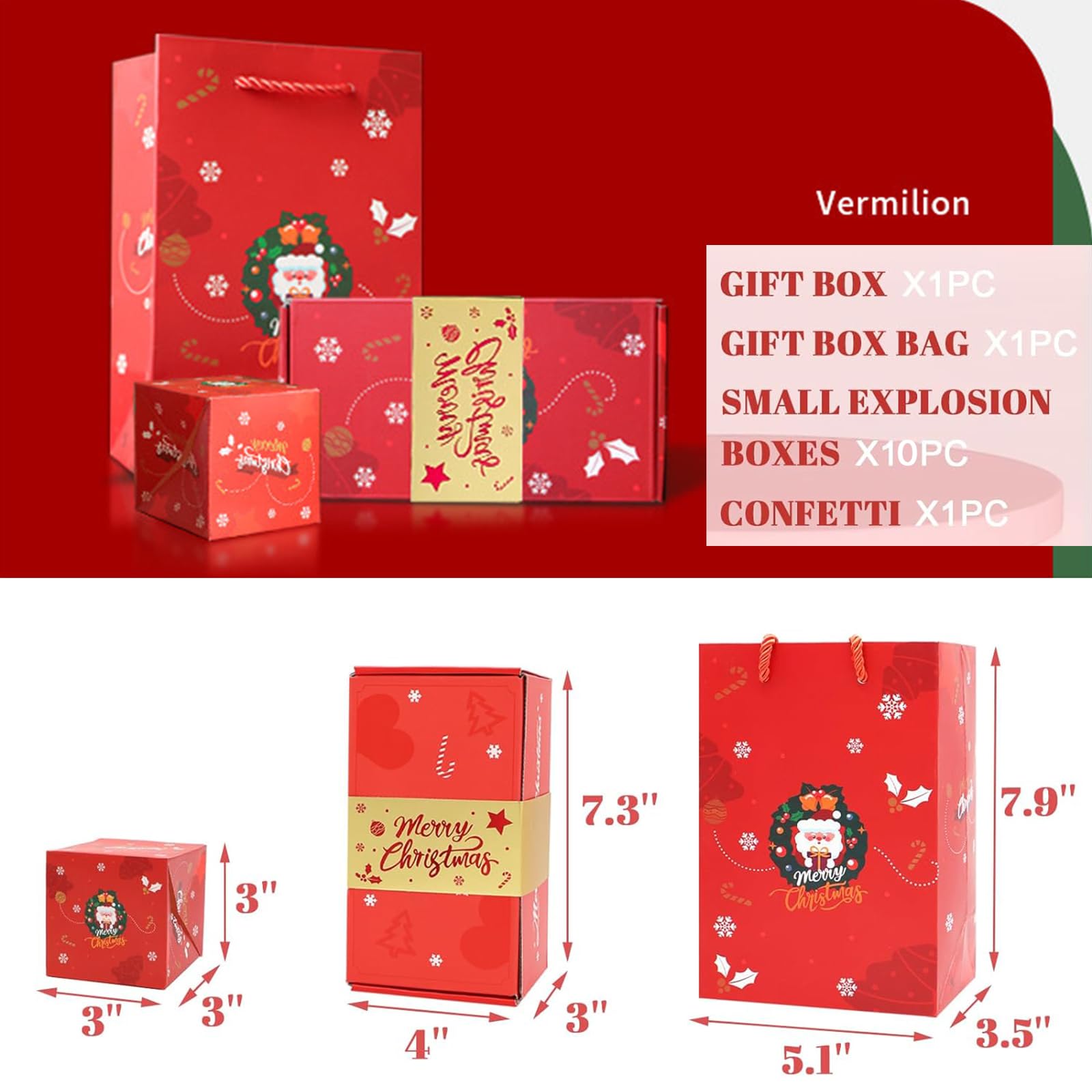 Surprise Box Gift Box for Money, Surprise Gift Box Explosion,2024 Newly Merry Christmas Surprise Gift Boxes,Folding Pop-Up Explosion Gift Box for Birthday Anniversary Valentine Proposal (Red Christmas)
