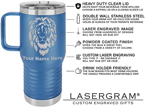 LaserGram 20oz Vacuum Insulated Travel Mug with Handle, Flag of Guatemala, Personalized Engraving Included (Dark Blue)