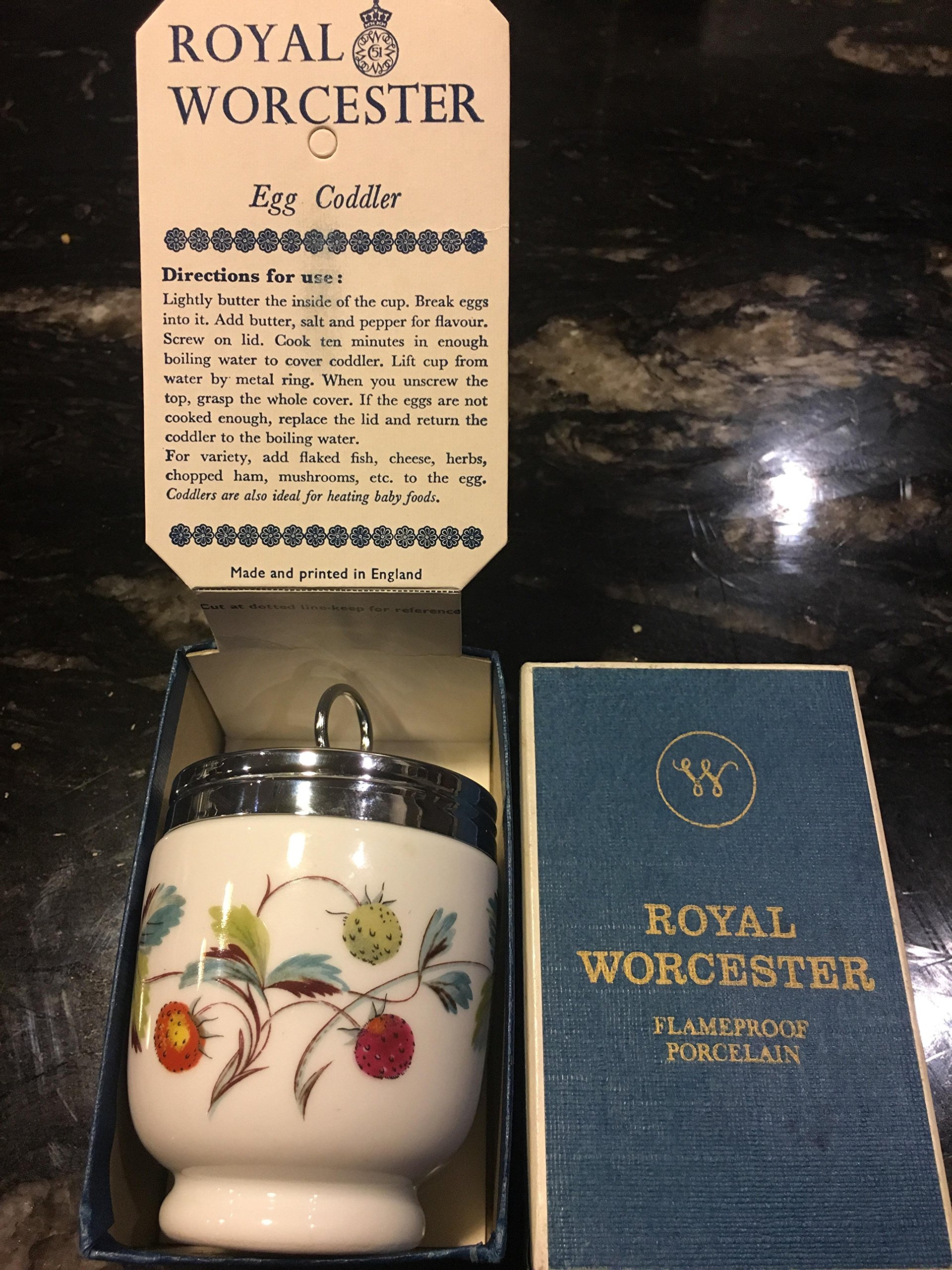 Royal Worcester Double Egg King Size Coddler Strawberry Fair Butterfly Pattern - Floral-Rare and Beautiful