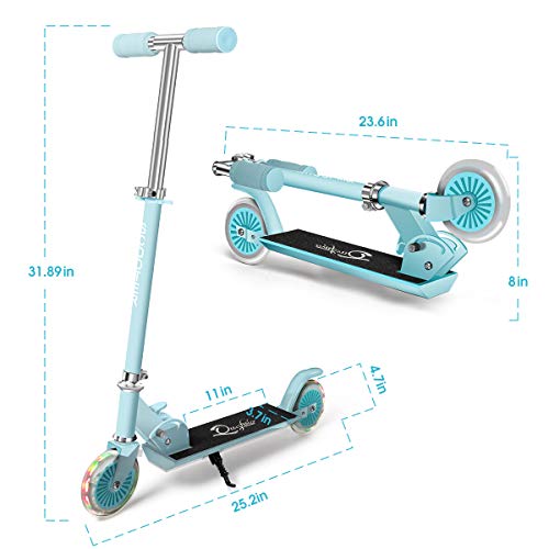 Scooters for Kids Ages 4-10,Folding Kick Scooter with 2 LED Light Up Wheels for Girls Boys Child Toddler,3 Adjustable Handle Height