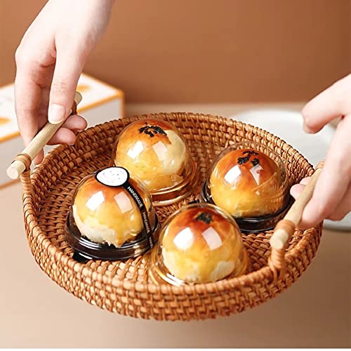 Typutomi 50 Pcs Plastic Mini Cupcake Box, Clear Round Mooncake Dessert Container Box Disposable Cake Cookies Muffins Box with Dome Lid for Wedding Birthday Holiday Parties Gift Box(Black)