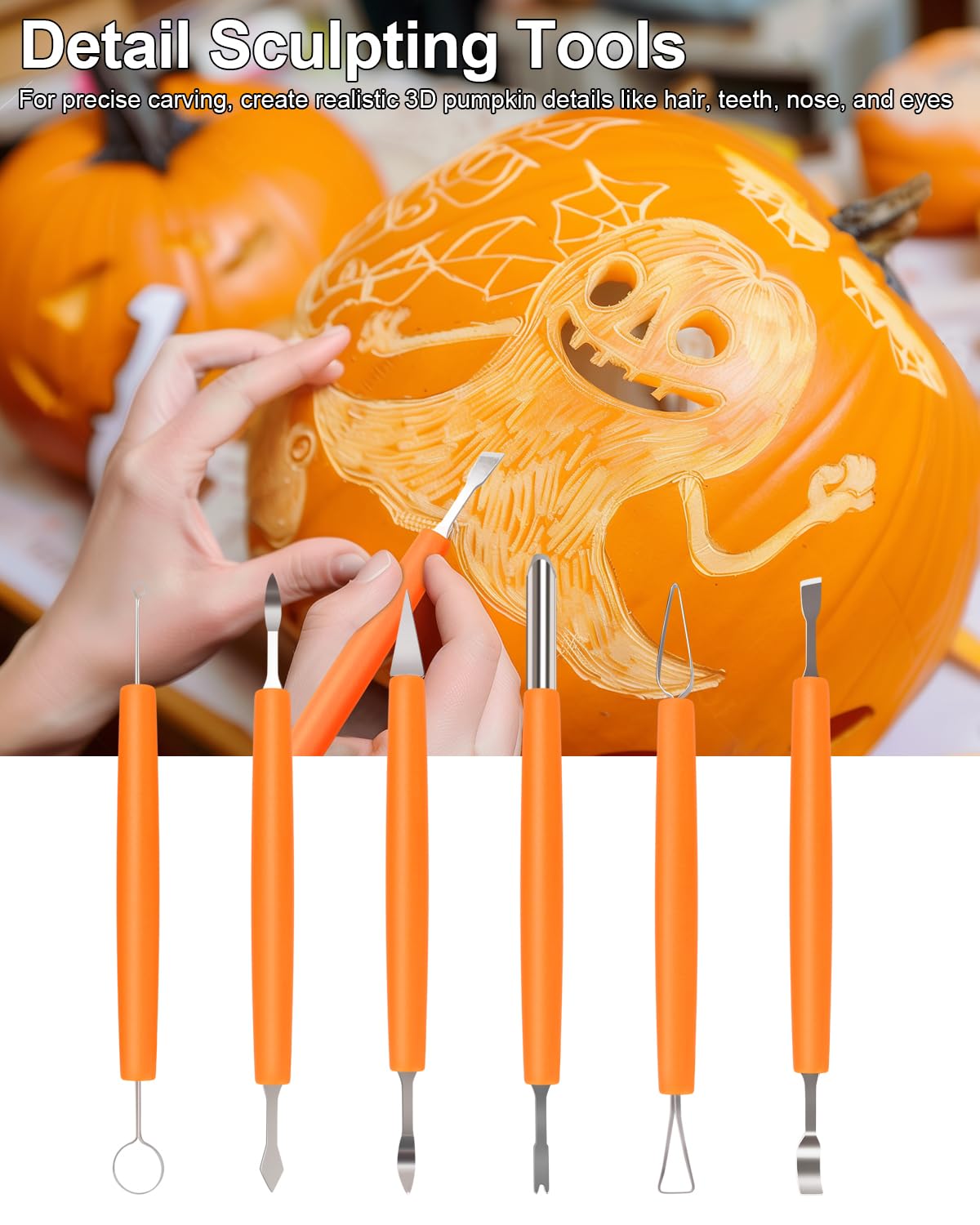 Luditek Halloween Pumpkin Carving Tools, Halloween Jack-O-Lanterns 11 Piece Professional Stainless Steel Pumpkin Carving Kit, Pumpkin Cutting Supplies Tools Kit for Adults Kids