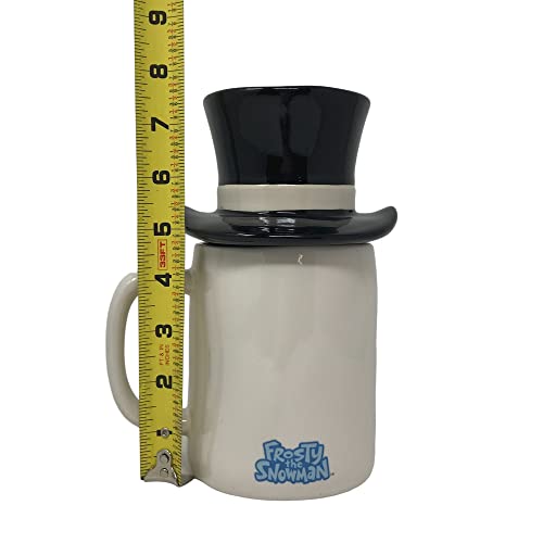 Rae Dunn Frosty Inspired Snowman Ceramic Kitchenware (Frosty Mug with Black Hat Lid)