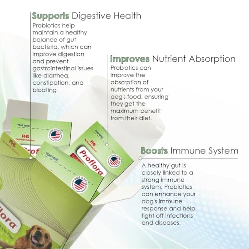 Proflora Probiotics for Dogs-Complete Gut Health & Immune Support. Easy to Use Digestive Multi-Strain Probiotics. Easier Diet Transitions, Healthier Skin & Coat & Helps Treat Diarrhea. 30 Packets.