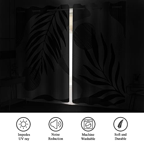 ZYLLGLOW 2 Panel Mid Century Modern Curtain Set Thick Cotton Boho Curtain Blackout for Bedroom Boho Decor for Living Room