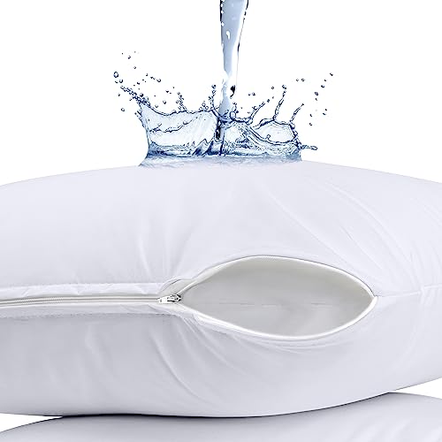 Utopia Bedding Waterproof Pillow Protector Zippered (2 Pack) Standard β Bed Bug Proof Pillow Encasement 20 x 26 Inches