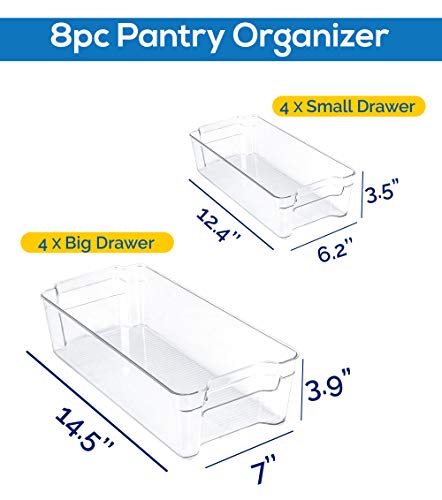 Utopia Home Pantry and Fridge Organizers, Pack of 16 β BPA Free Clear Plastic Storage Bins for Freezers, Kitchen Countertops and Cabinets