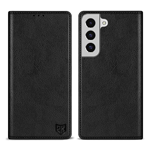 ZZXX Samsung Galaxy S22 Wallet Case with [RFID Blocking] Card Slot Stand Strong Magnetic Leather Flip Fold Protective Phone Case for Samsung Galaxy S22 5G Case Wallet(Black-6.1 inch)