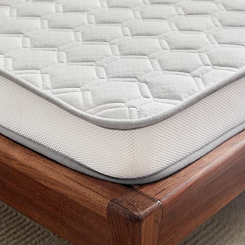 Memory Foam Mattress Topper 4 Inches with Supportive, High-Density Foam - 2 Layer Hybrid Cooling Bed Topper with Knitted Cotton & Charcoal Skin Friendly Cover - Queen Size