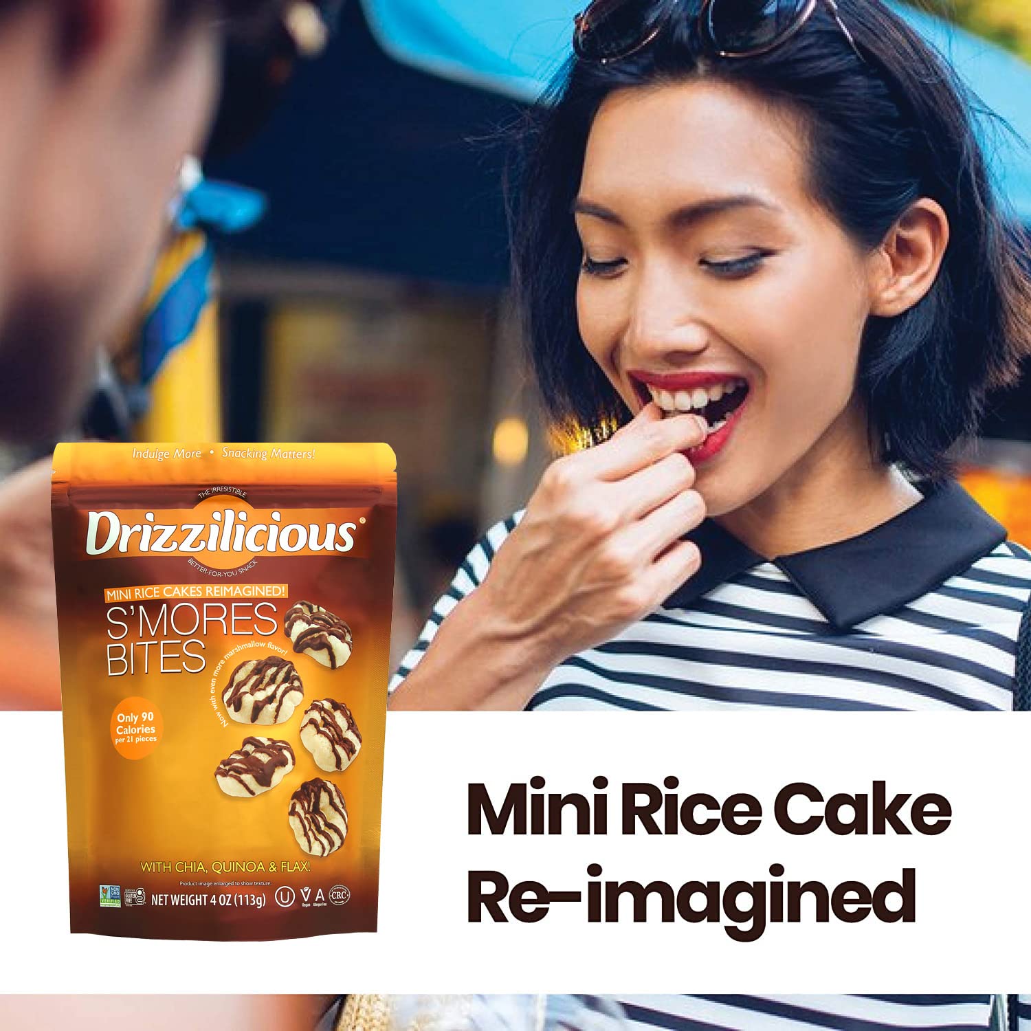Drizzilicious S'mores 10 Pack | Mini Snack Chocolatey Rice Cakes | Vegan Air Popped Chia, Quinoa, Flax Smore Snacks