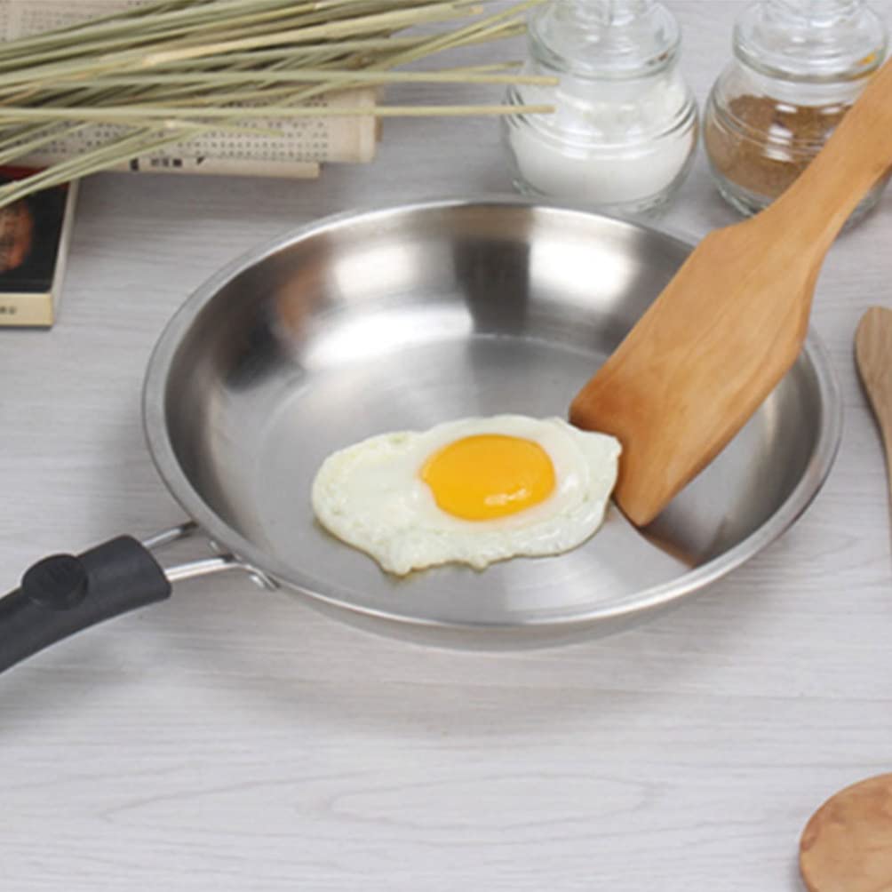 FOMIYES Kitchen Frying Pan Stainless Steel Non- Stick Frying Pan Steel Skillet Wok Kitchenware for Cooking 22cm (Silver)