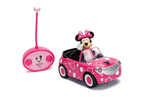 Disney Junior 7.5" Minnie Mouse Roadster RC Remote Control Car Pink 27MHz, Toys for Kids , Pink With Stars and Polka Dots