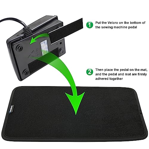 Upgrated Sewing Machine Foot Pedal Pad, Stay in Place Mat for Sewing Pedal, Non Slip Rubber and Sticky Strips Make Sure Foot Pedals and Pads Stay in Place, Sewing Accessory, 12βx7β, 1/5β Thick