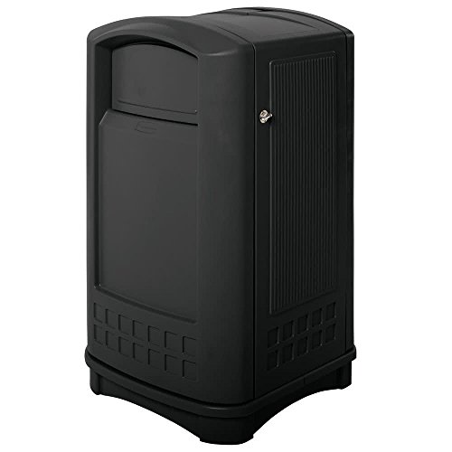 Rubbermaid Commercial Products Plaza Trash Can, 50 GAL, Black Plastic, Outdoor for Stadiums/Parks/Shopping Plazas