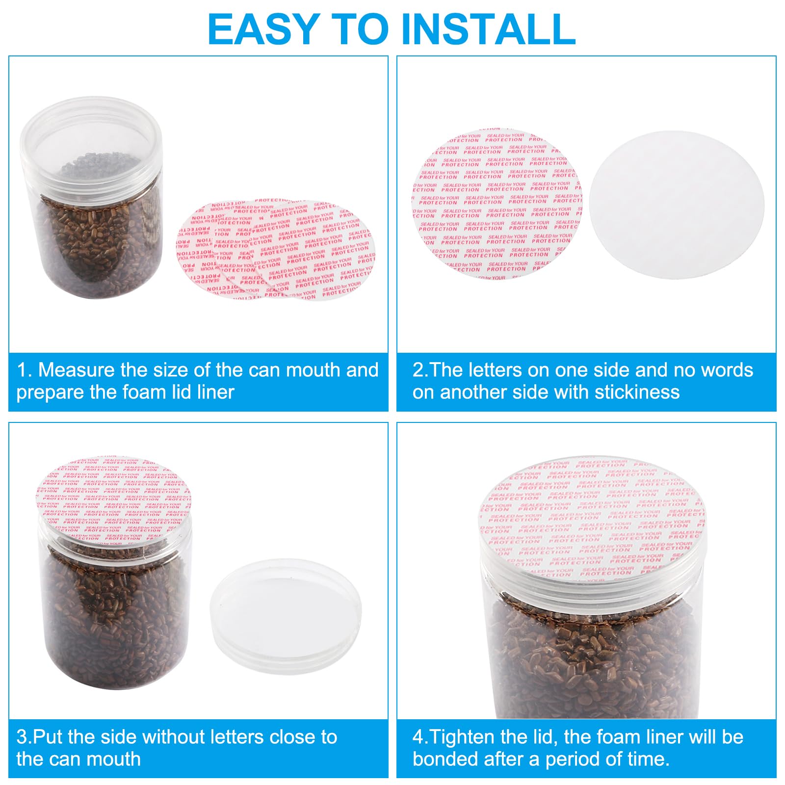 PATIKIL 51mm/1.99inch Foam Lid Liner, 100Pcs PS Foam Resistant Tamper Pressure Sensitive Seal for Bottle Cap Liners Seals, White Red