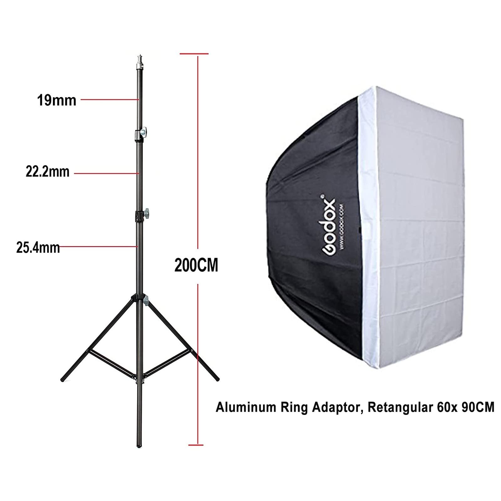 Godox MS300 2Pcs 600W Professional Photography Lighting Kit Compact Studio Flash Strobe Light,2.4G Bowens Mount with 150W Modeling Lamp,5600±200K CCT,0.1-1.8S Recycle Time,w/XT-16,Softbox,Light Stand