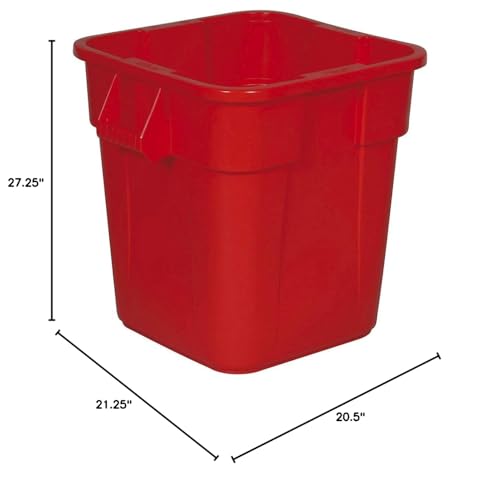 Rubbermaid Commercial Products BRUTE Square Bin Storage Container without Lid, 28-Gallon, Red