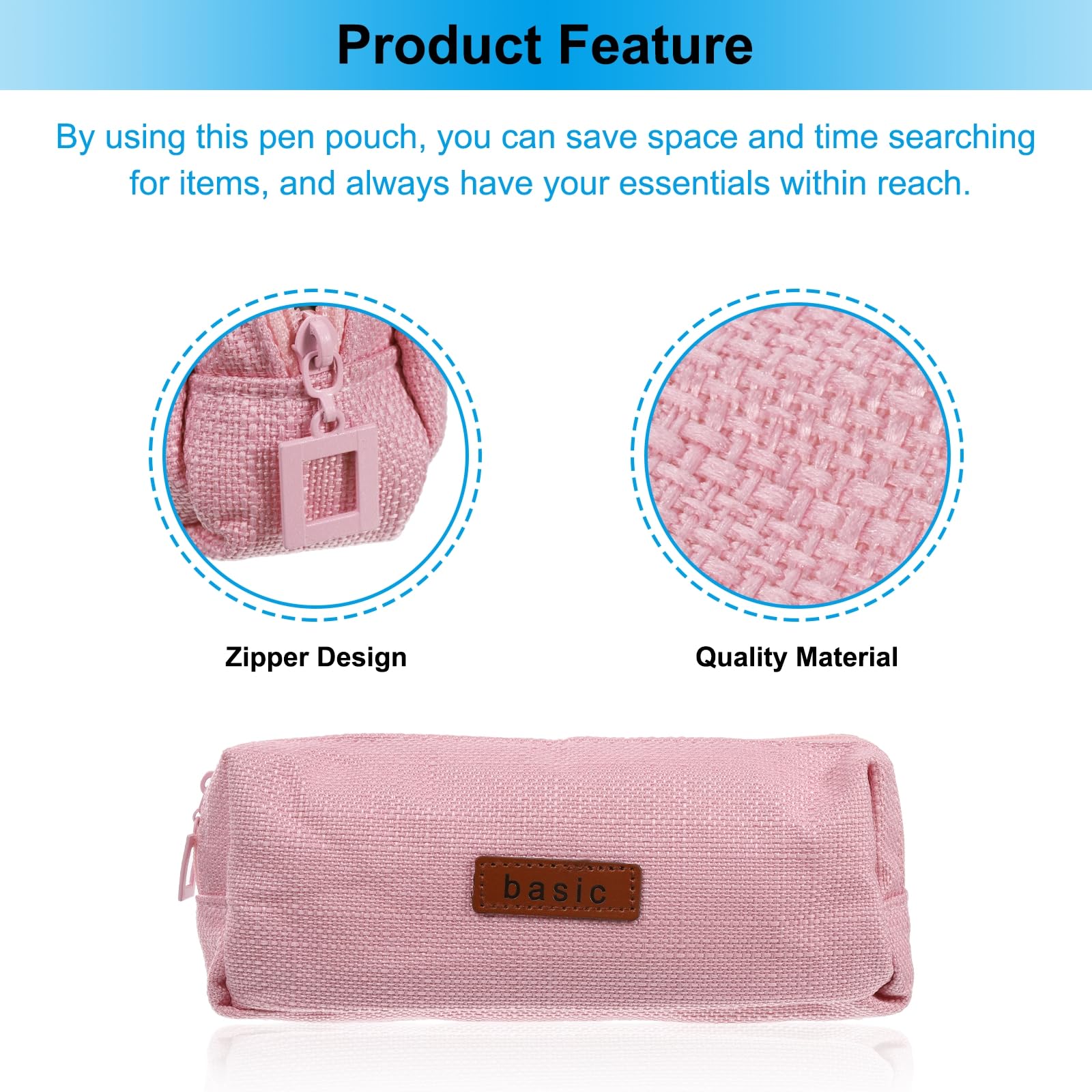 PATIKIL Pencil Case, Large Capacity Pencil Pouch Pen Bag Case Cosmetic Bag Stationery Organizer Portable for Office Home, Pink