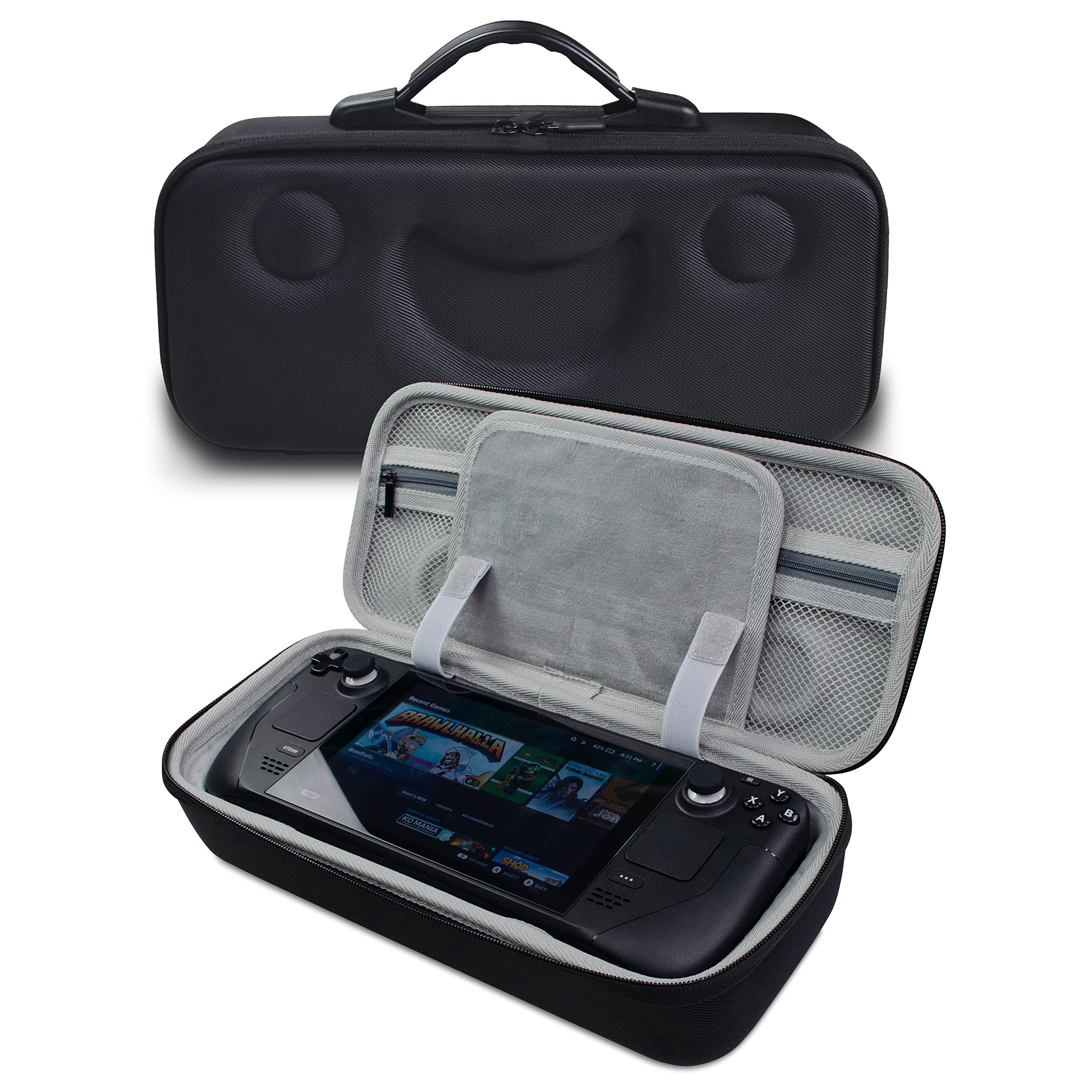 Fgoola Steam Deck Carrying Case, Protective Hard Shell Portable Travel Bag for Steam Deck Consoles, AC Adapters, Deck Accessories and Screen Protectors，Black