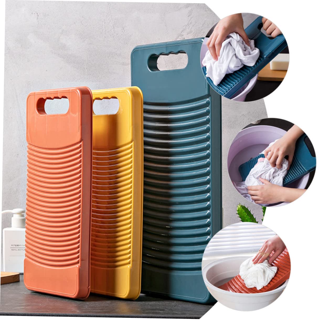 FONDOTIN 3pcs mini washboard Household Washing Board wash board small washboard for hand washing clothes small washing boards washing washboard plastic color contrast child coat board pp