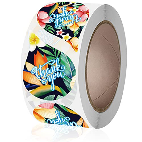 Drop-Shaped Thank You Sticker roll, Business Sticker, Bubble Envelope and Gift Bag Packaging Label, 500 Labels, Each 1.5 inches in Diameter, 6 Different Patterns (500pcs / 6style)